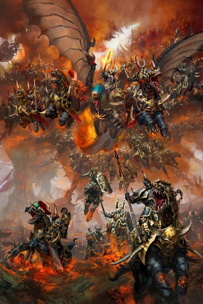 Archaon Everchosen and the Varanguard Art Print – Age of Sigmar ...