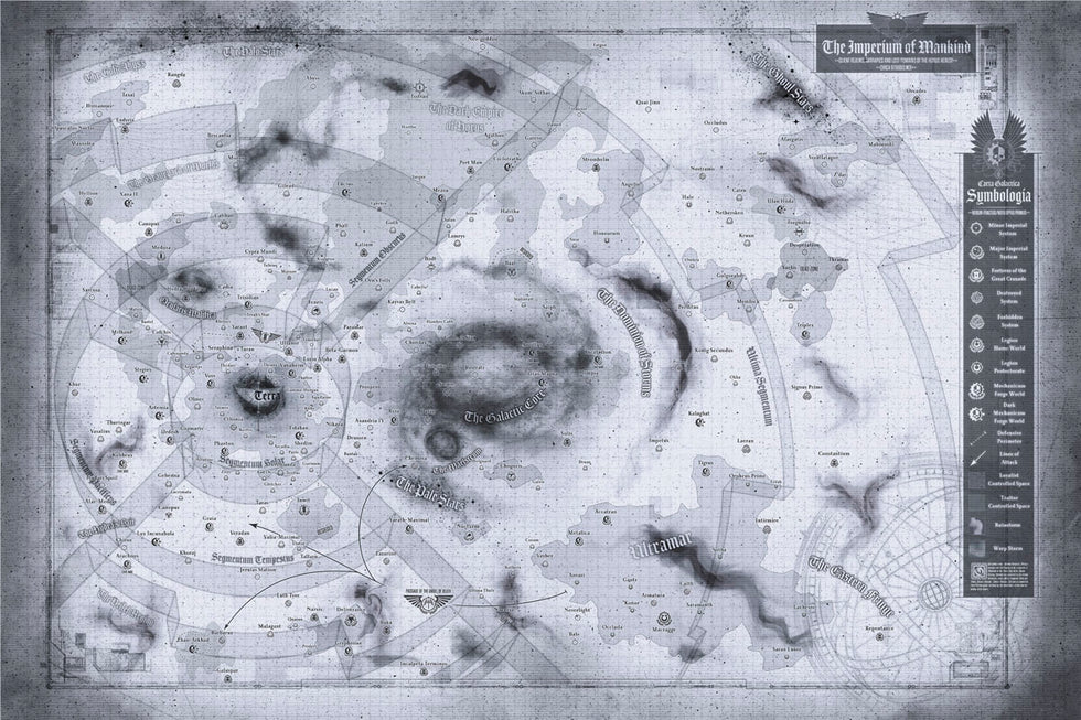 Horus Heresy Map of the Imperium - Greyscale - Warhammer Art
