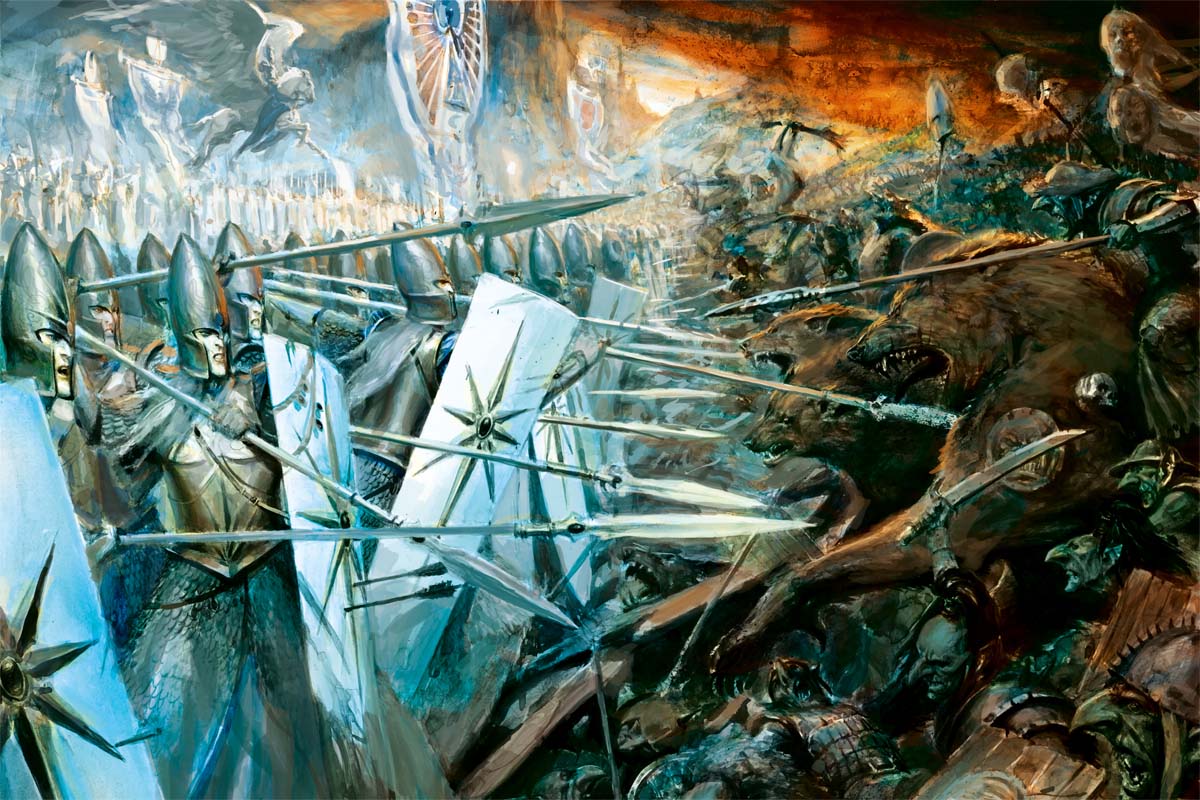 High Elves vs Goblins Art Print – Forces of Fantasy – Warhammer Art