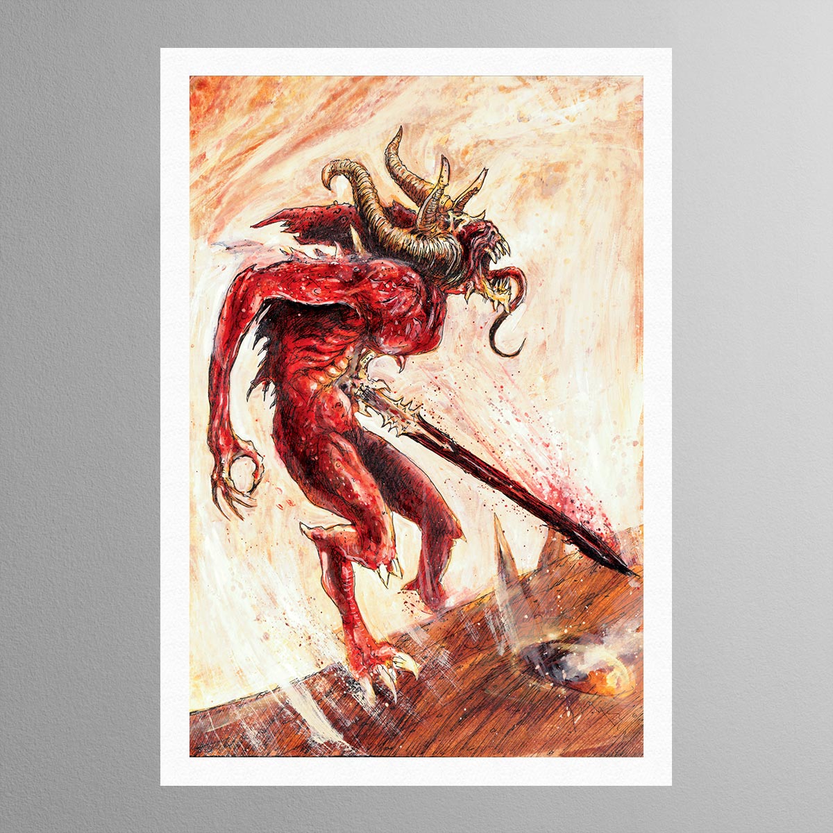 Khorne Bloodletter Art Print – Warhammer 40K Collectible – Warhammer Art