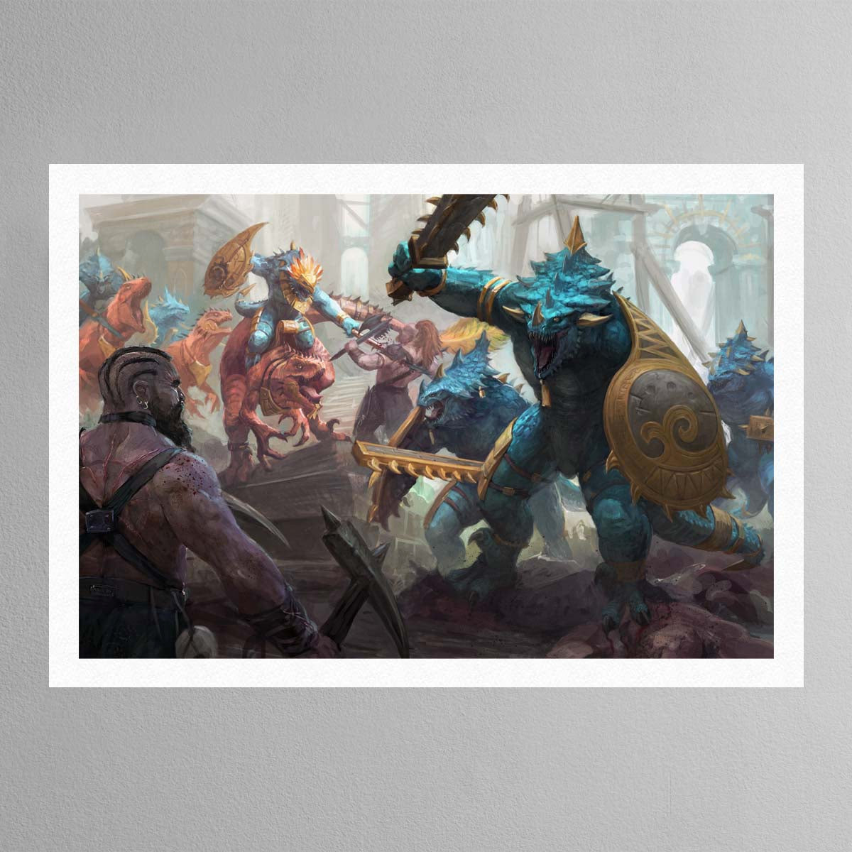Saurus Warriors Art Print – Age of Sigmar Collectible – Warhammer Art