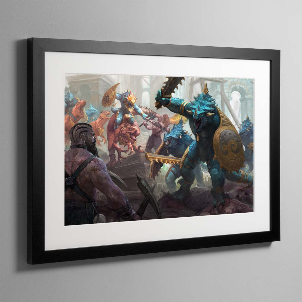 Saurus Warriors Art Print – Age of Sigmar Collectible – Warhammer Art
