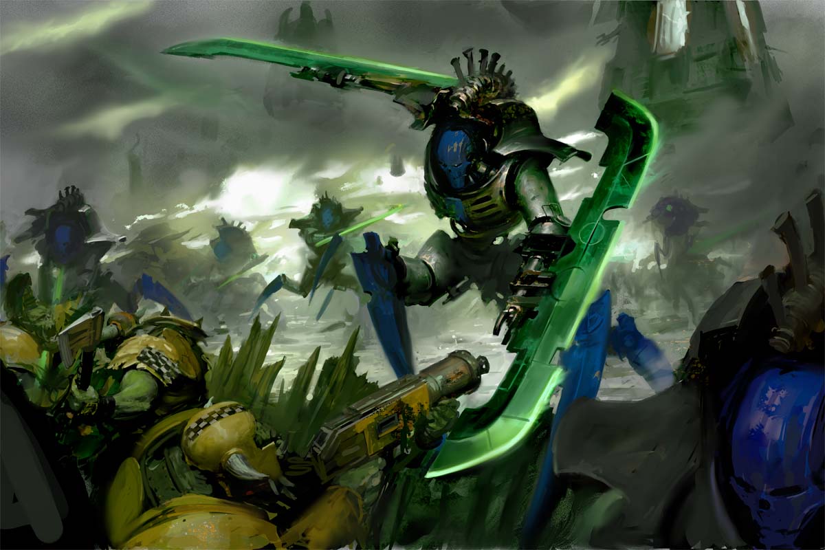 Skorpekh Destoryer Fighting Orks Art Print – Warhammer 40K Collectible ...