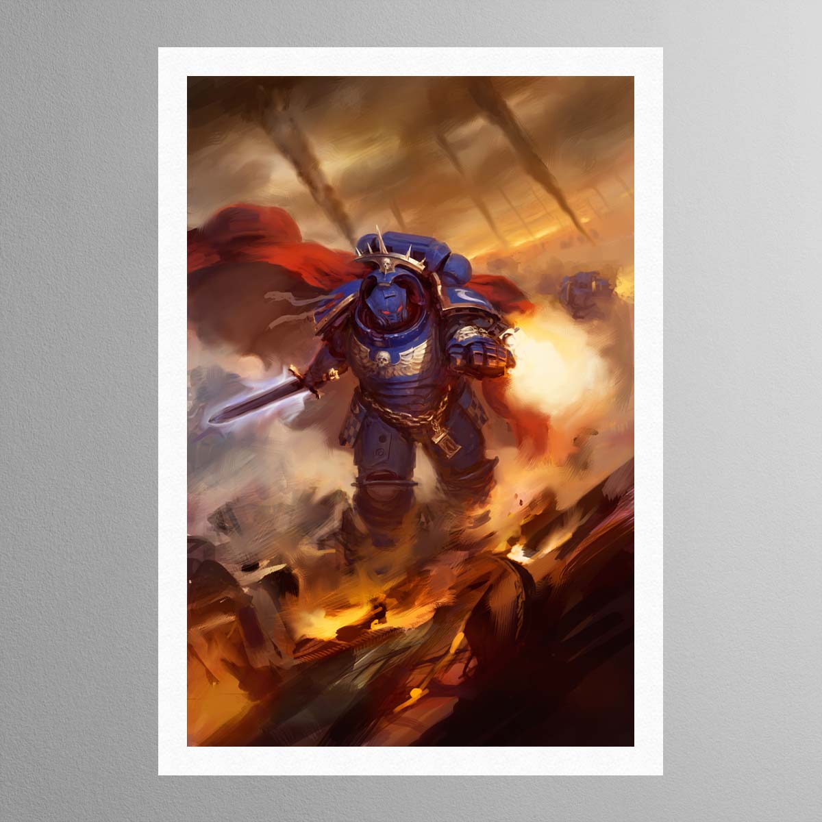 Ultramarines Captain in Gravis Armour Art Print – Warhammer 40K ...