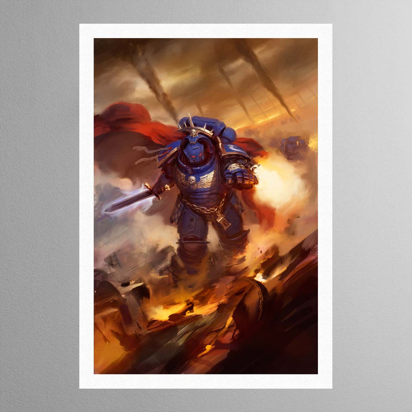 Ultramarines Captain in Gravis Armour Art Print – Warhammer 40K ...