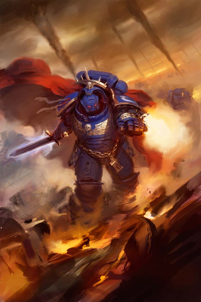 Ultramarines Captain in Gravis Armour Art Print – Warhammer 40K ...